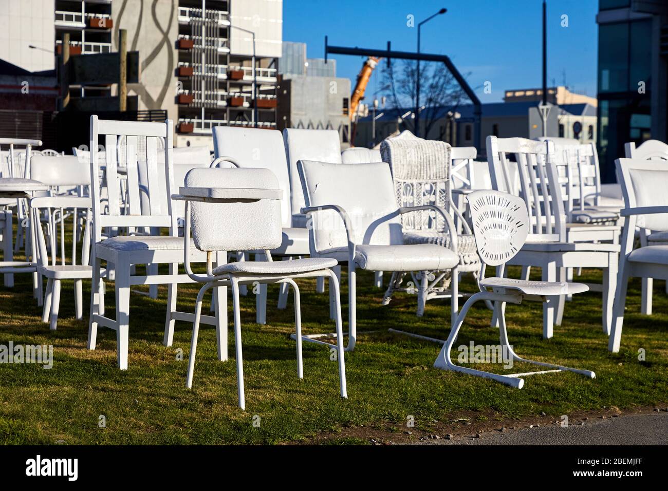 Christchurch, New Zealand - Jun 10, 2017: 185 empty chairs is an ...