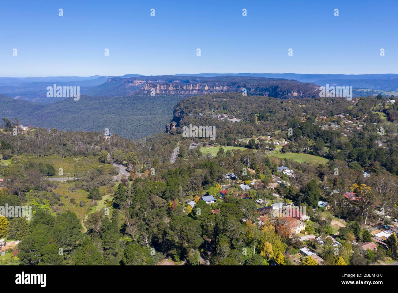 Aerial view of The Blue Mountains in New South Wales Australia Stock ...