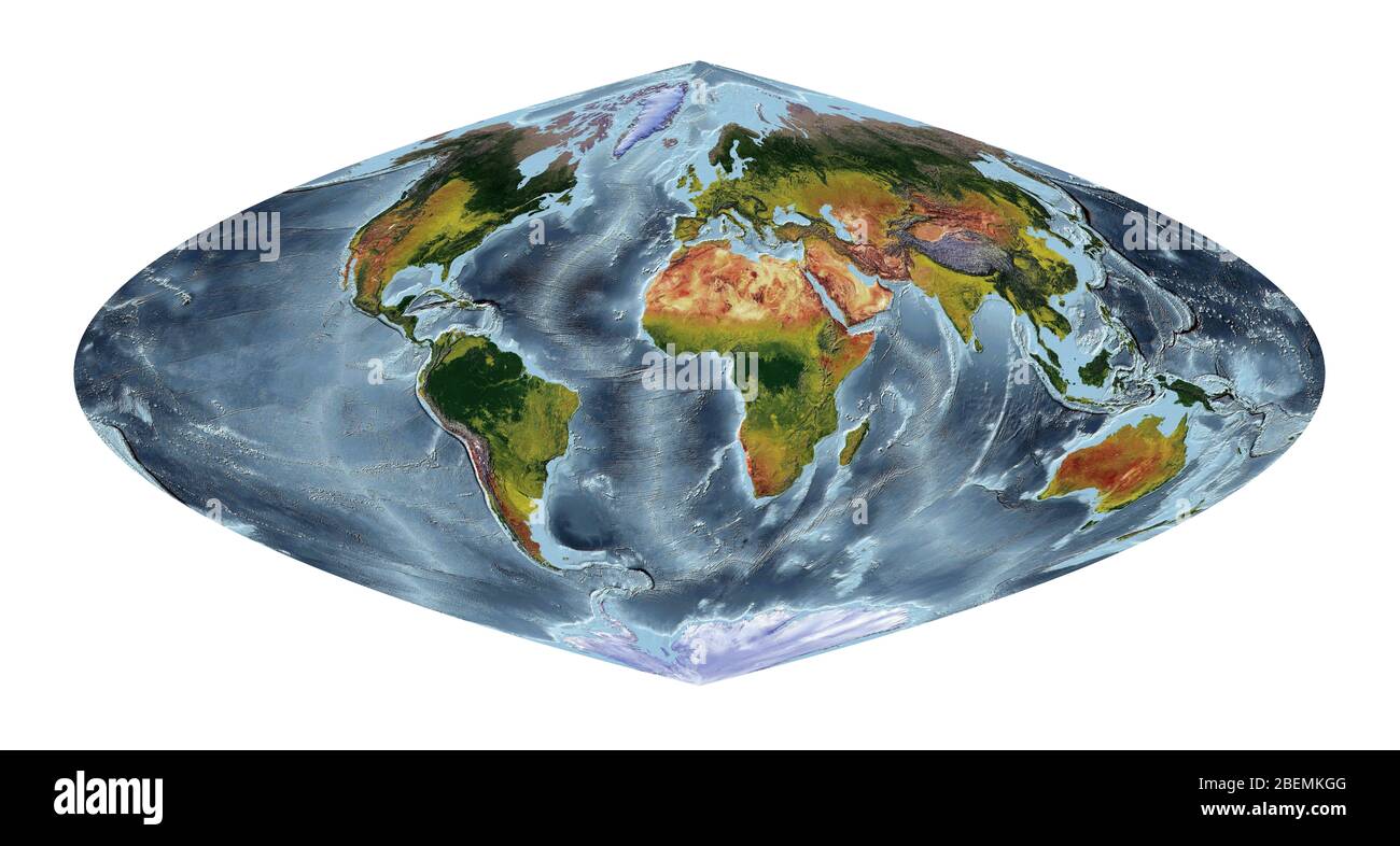 World Map showing land cover and shaded relief with a natural style and ...