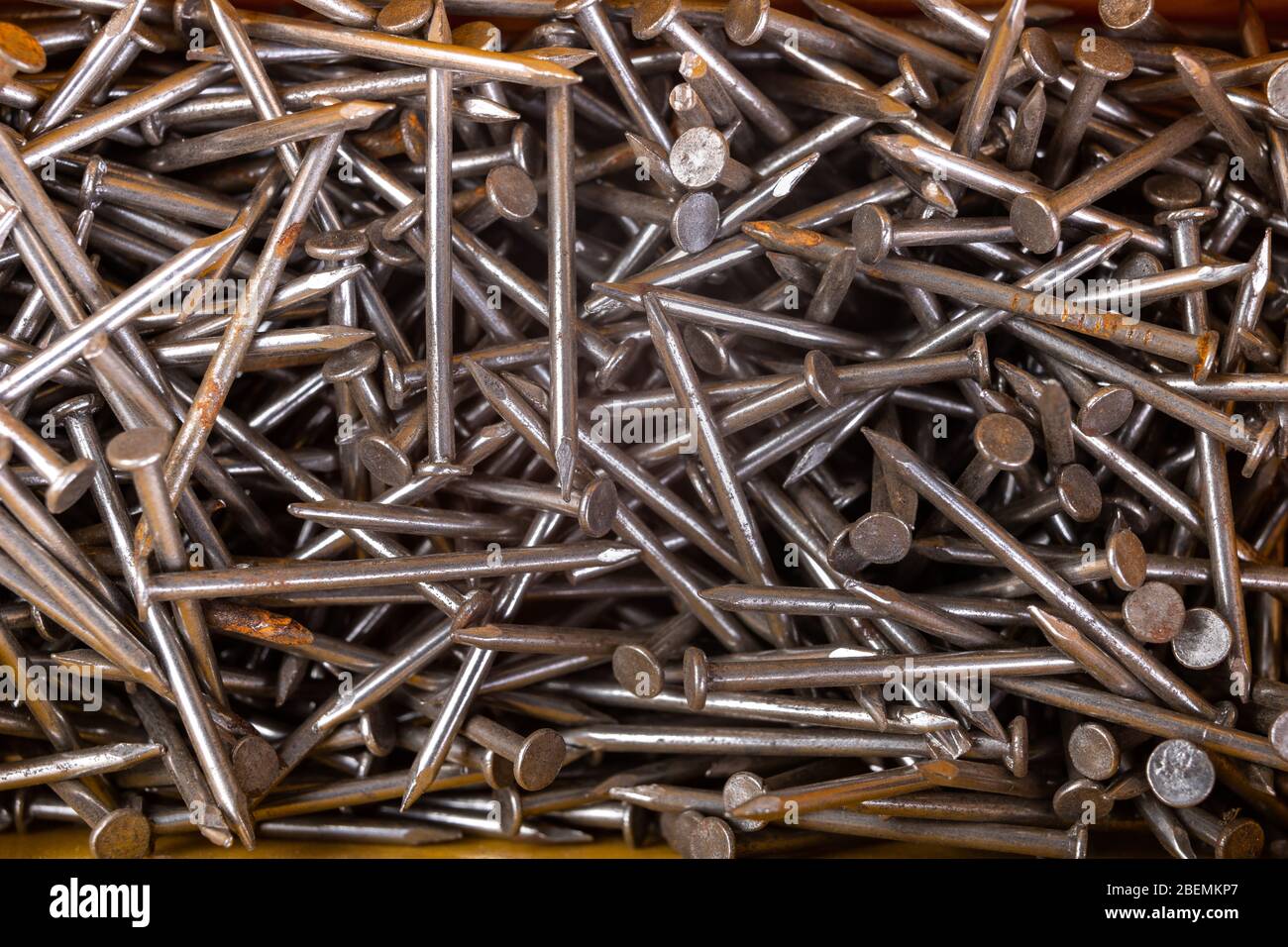 Steel nails used in carpentry. Accessories for mounting and connecting ...