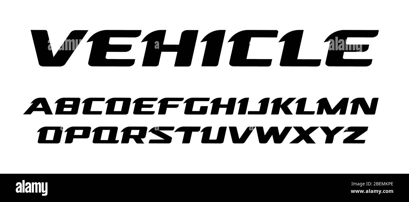 Bold wide simple font slant letters, trendy font with spurs like blade ...