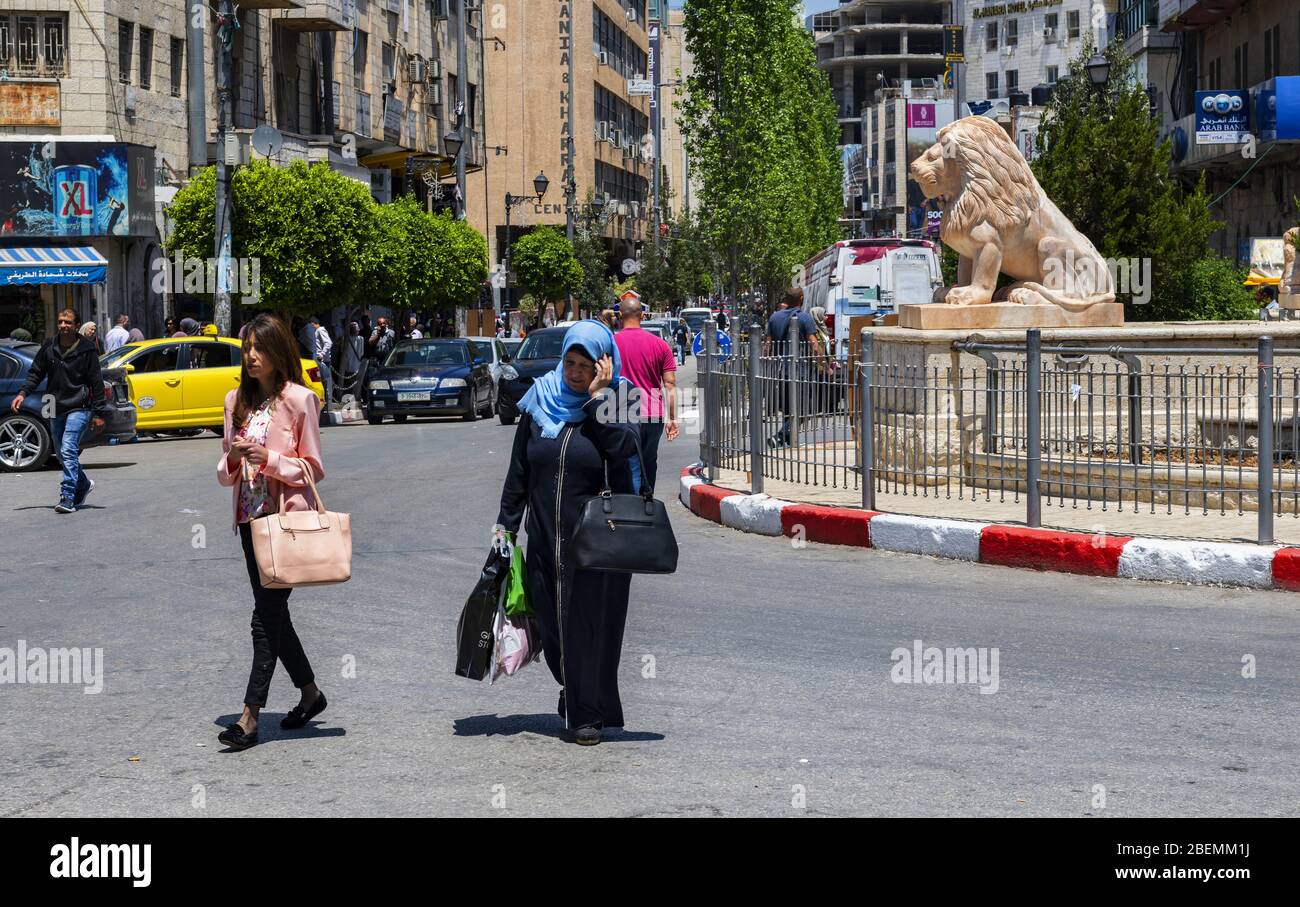 On the main square of Al-Manara in Ramallah, Palestine Stock Photo - Alamy
