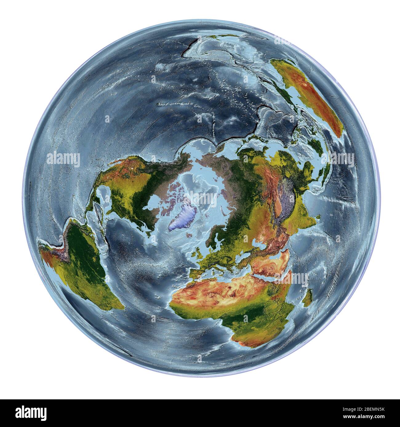 World Map showing land cover and shaded relief with a natural style and ...