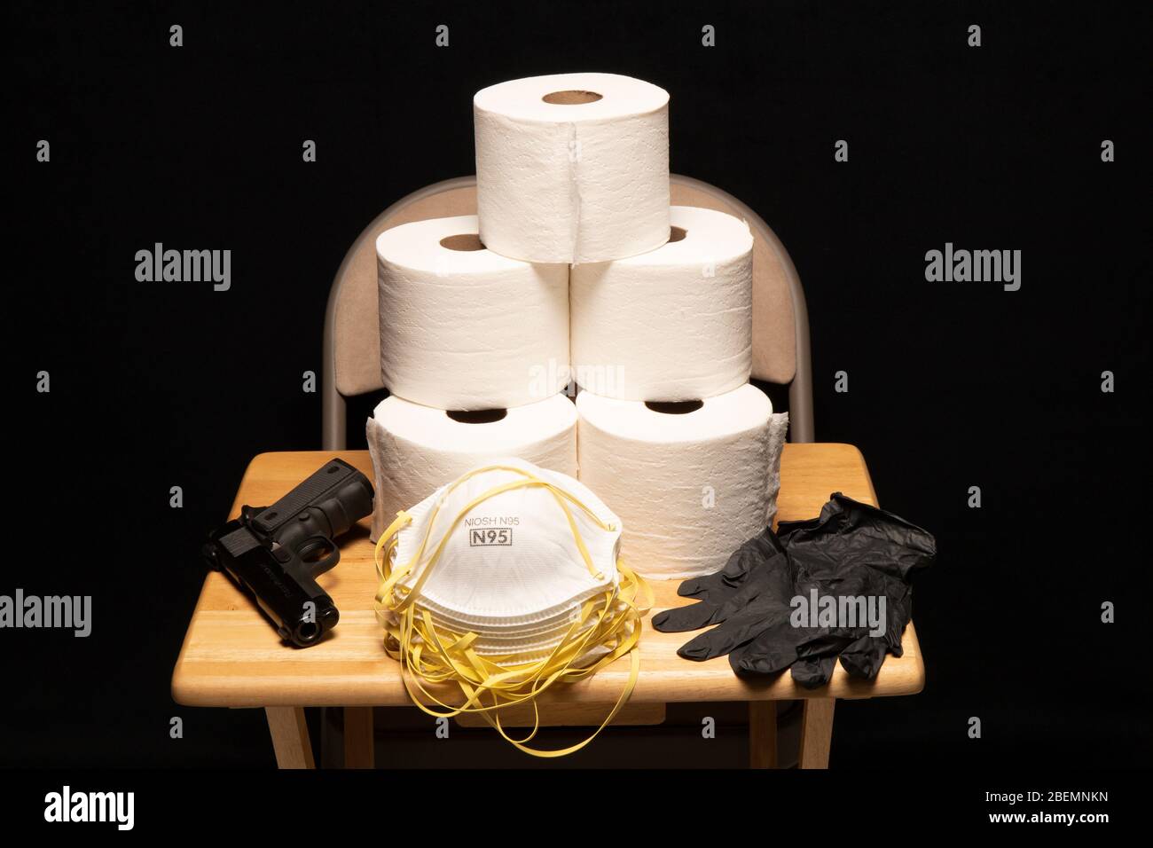 corona virus items toilet paper, gloves,n95 mask(s), gun to defend them ...