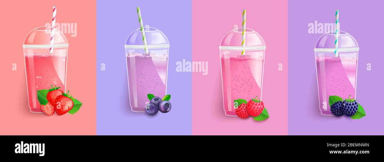 Raspberry blueberry smoothie fresh Stock Vector Images - Alamy