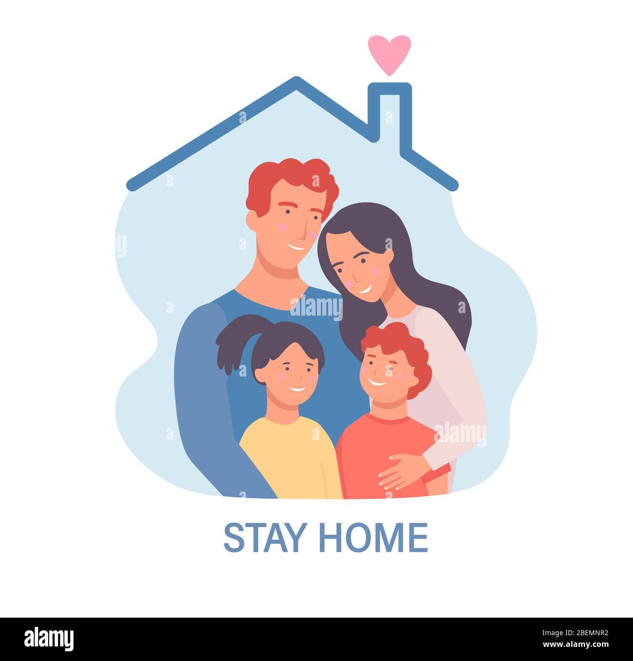 Family in isolation.Stay home template for banner Stock Vector Image ...