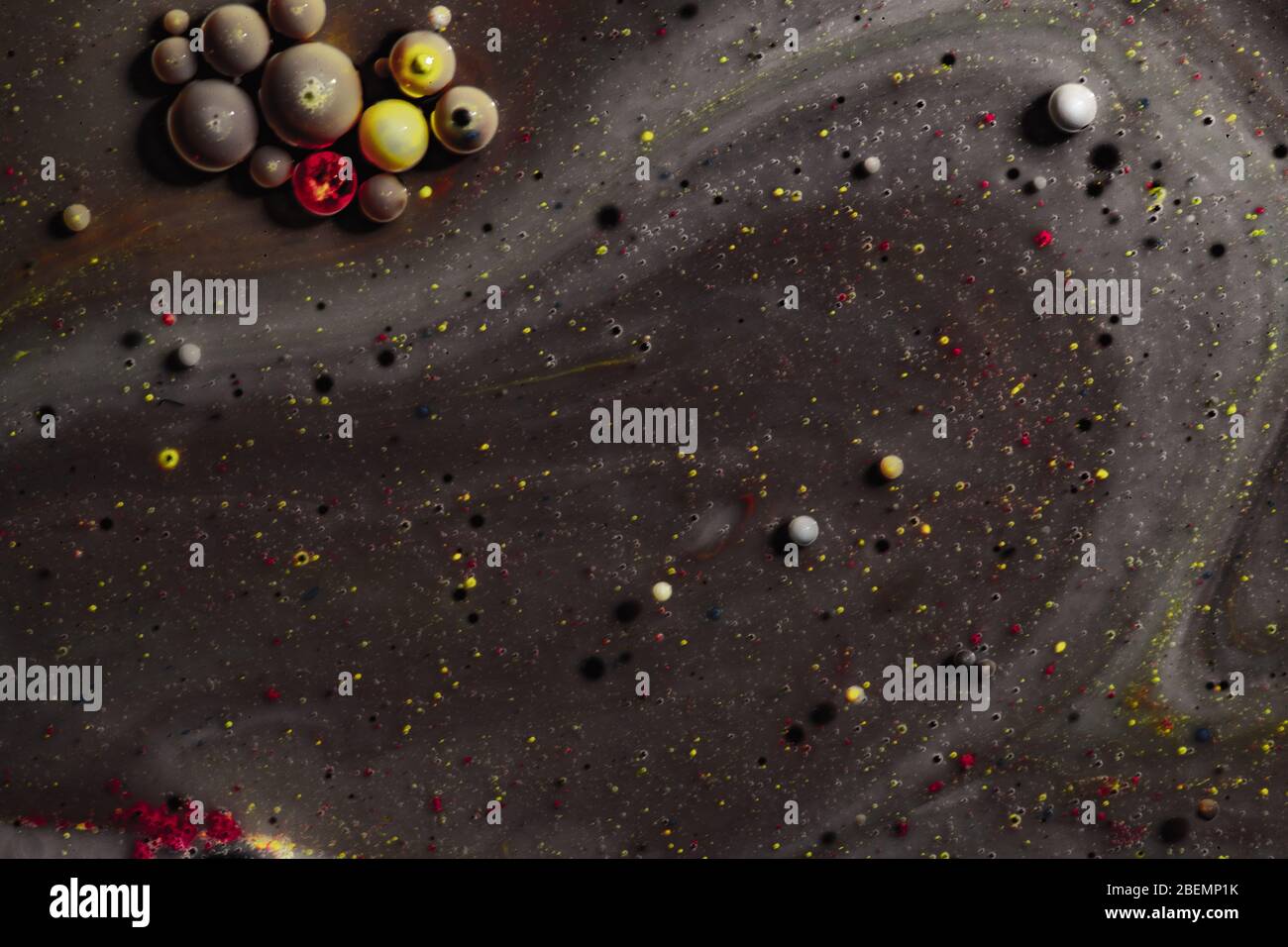 Abstract microcosm with planets, galaxies, oceans and landscapes. Macro ...