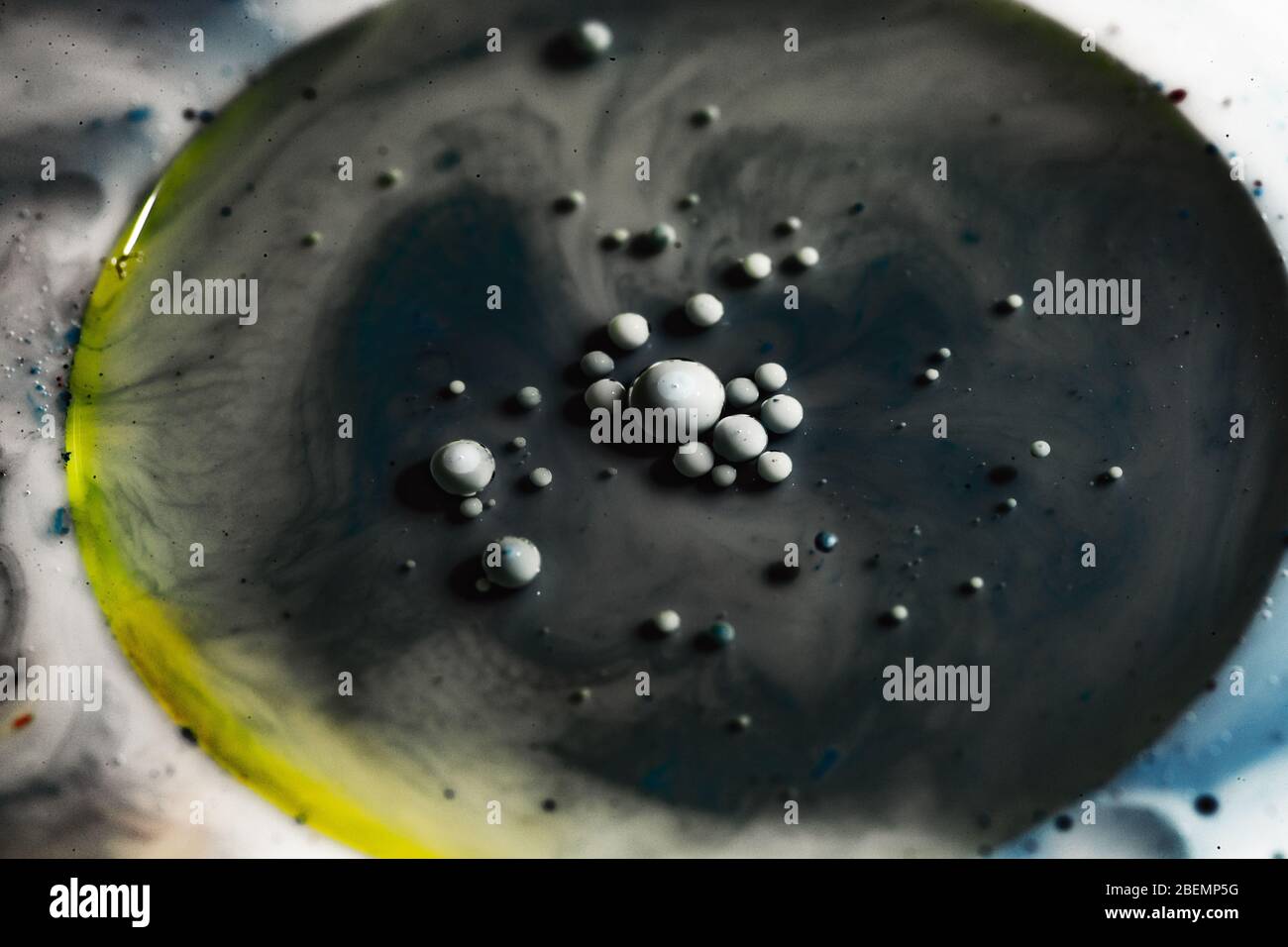Color abstraction of oil in water. A close up of a round object Stock ...