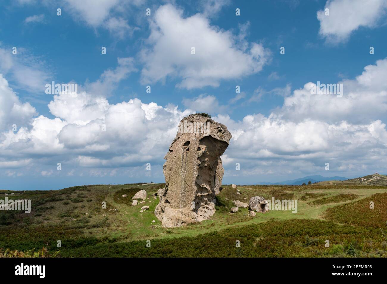 Rocky natural megalith in the Argimusco plateau, in northern Sicily ...