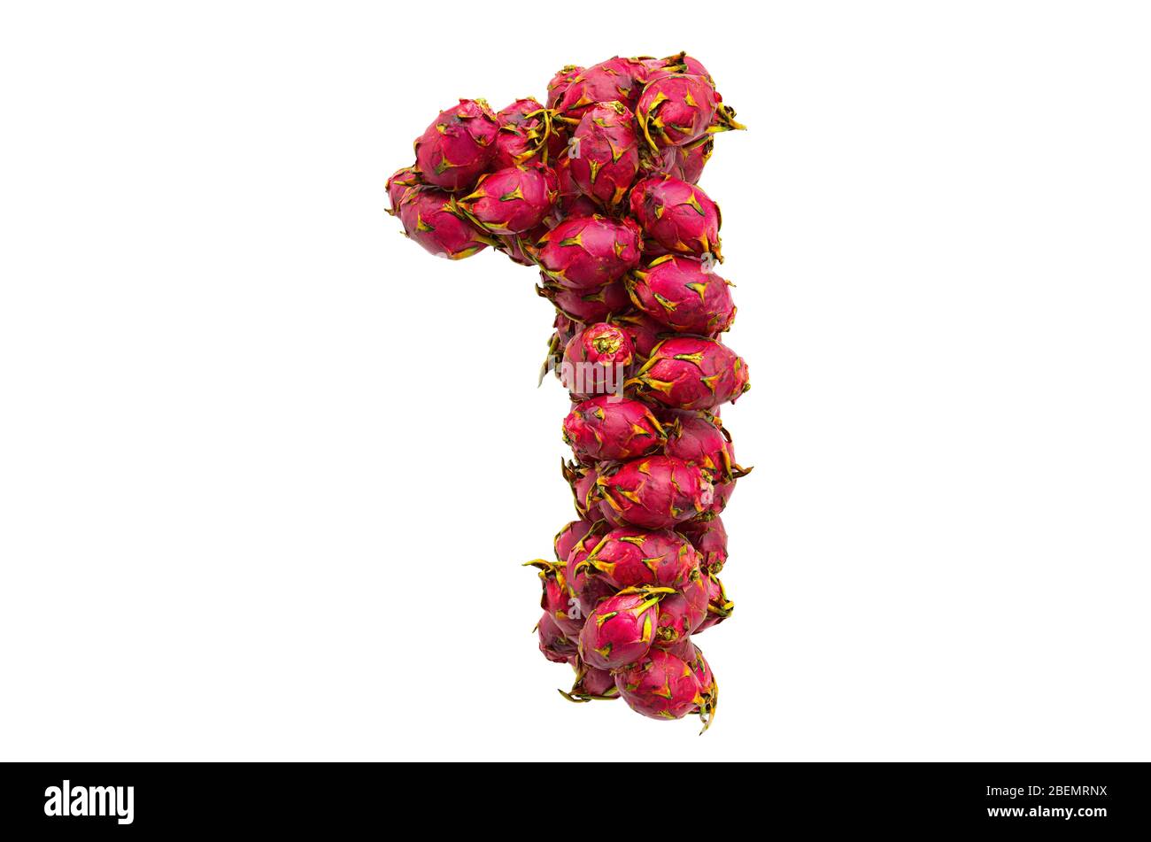 Number 1 from dragon fruits, 3D rendering isolated on white background ...
