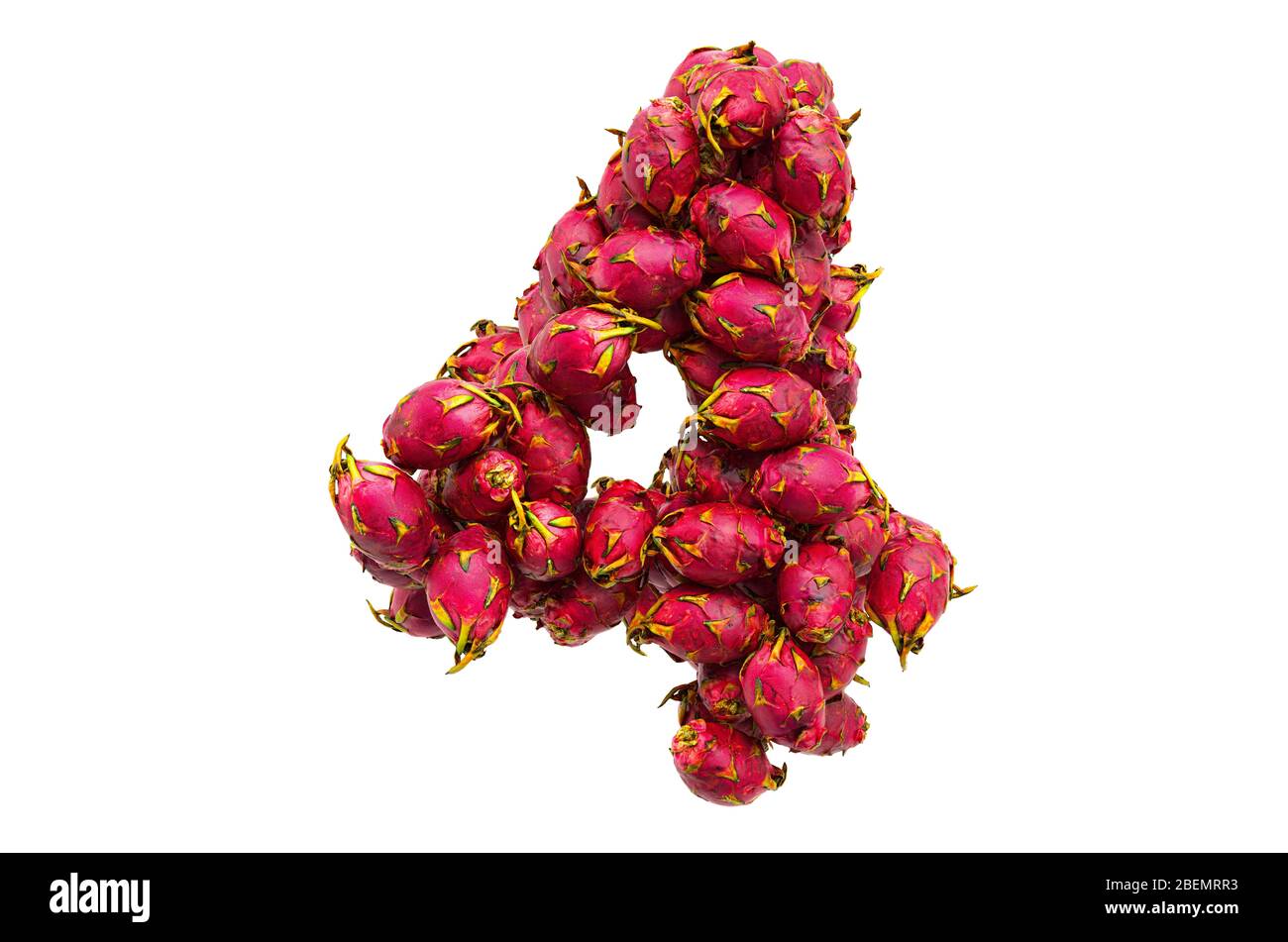 Number 4 from dragon fruits, 3D rendering isolated on white background ...