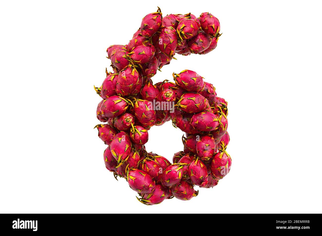 Number 6 from dragon fruits, 3D rendering isolated on white background ...
