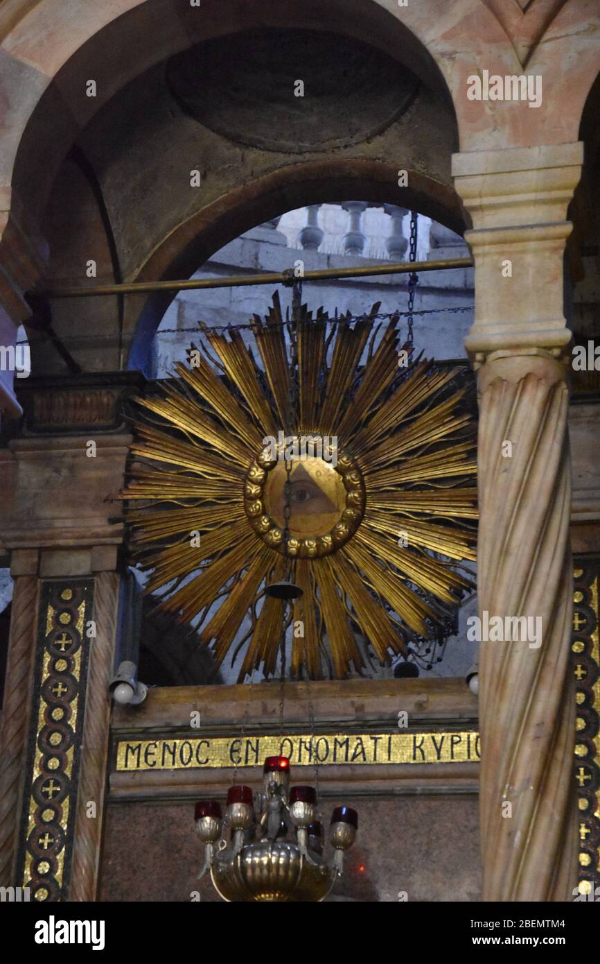 Eye of providence in the church of the holy sepulcher hi-res stock ...