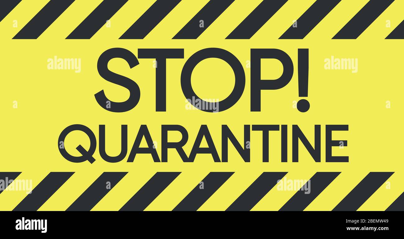 Warning coronavirus quarantine yellow and black sign. Isolated ...