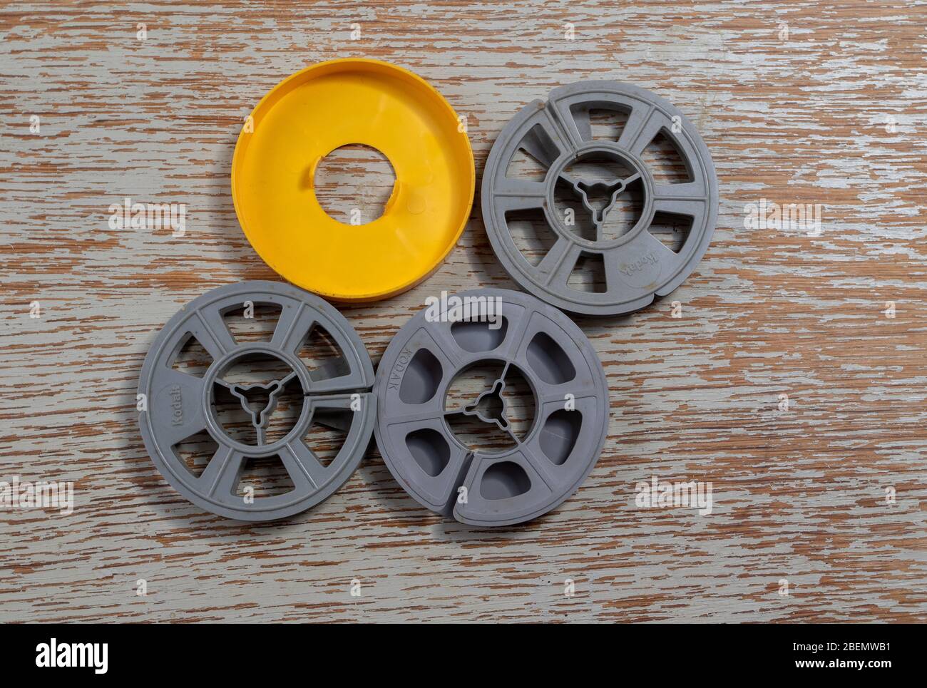Three small plastic spools for 8mm film or 1/4" audio tape Stock Photo ...