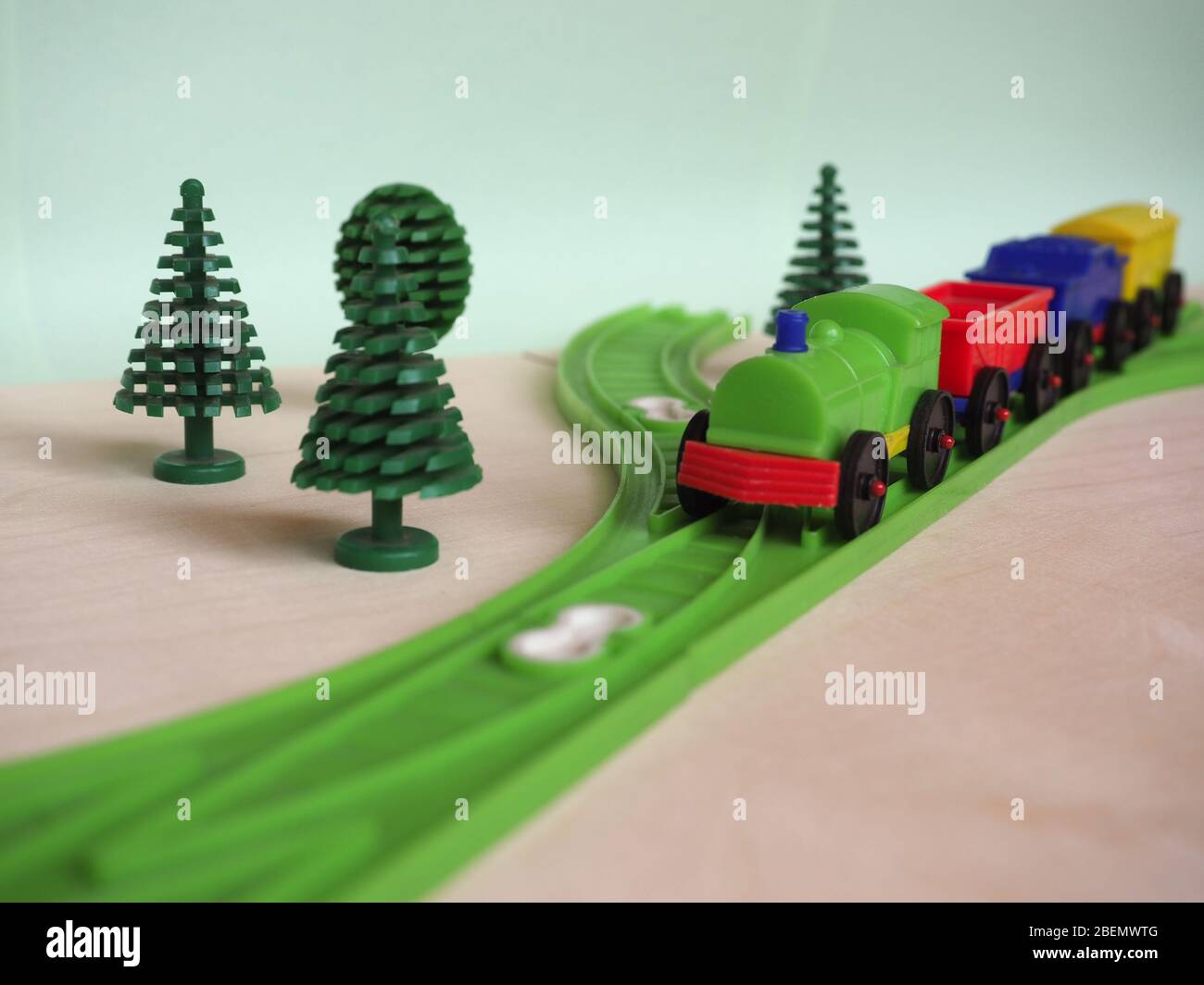 plastic scale model toy train and railway, selective focus Stock Photo ...