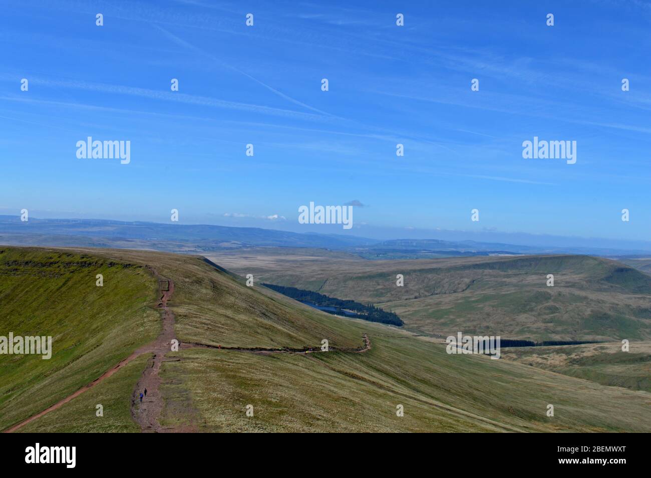 People walking on the trails up Pen Y Fan, Corn du and Cribyn on the ...