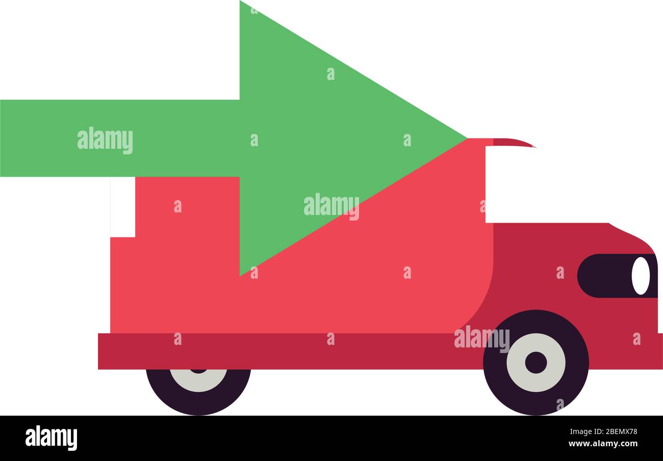 delivery van with arrow icon, flat style vector illustration Stock ...