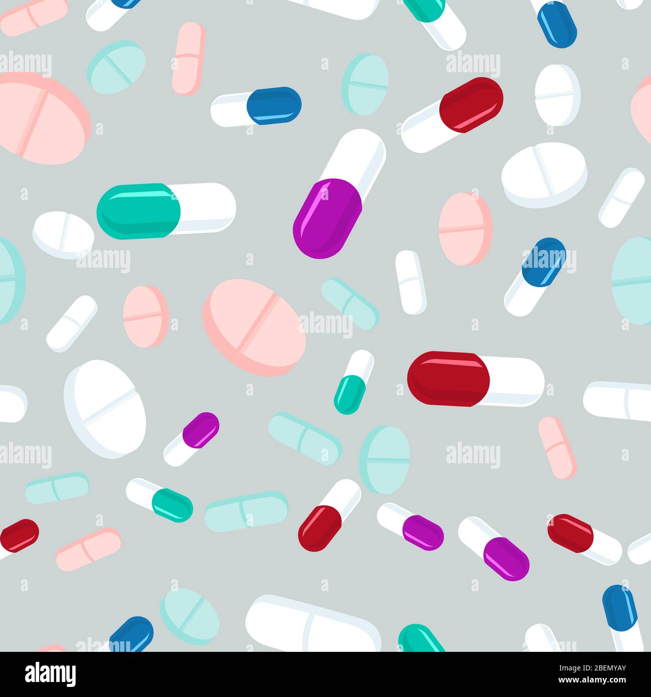 Colorful pills seamless pattern. Medicine background, abstract capsules ...