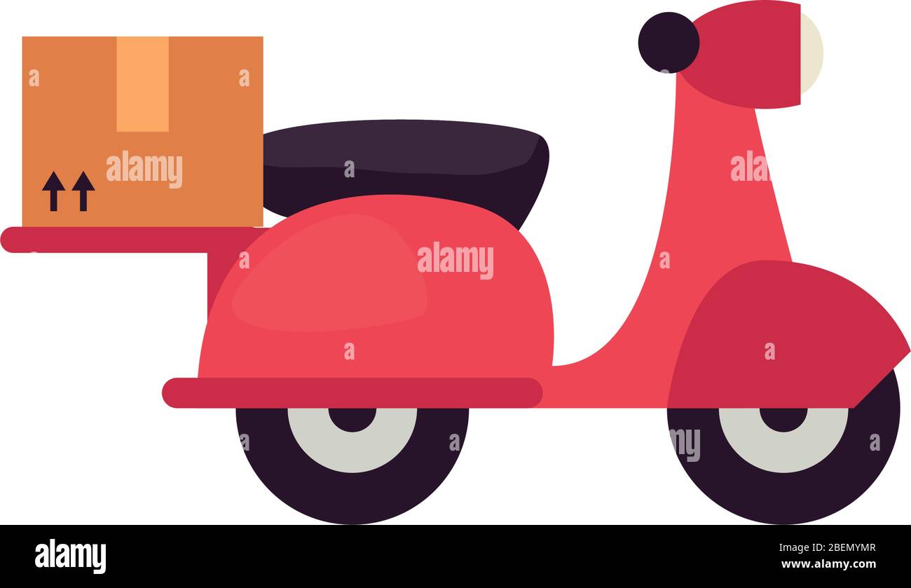 delivery motorcycle with package icon, flat style vector illustration ...