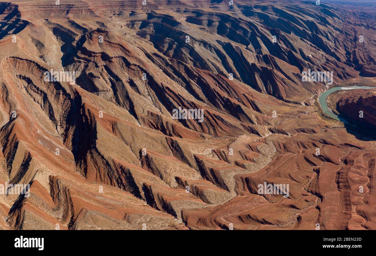 The Raplee Anticline, unique Geology aerial in southern Utah Stock ...