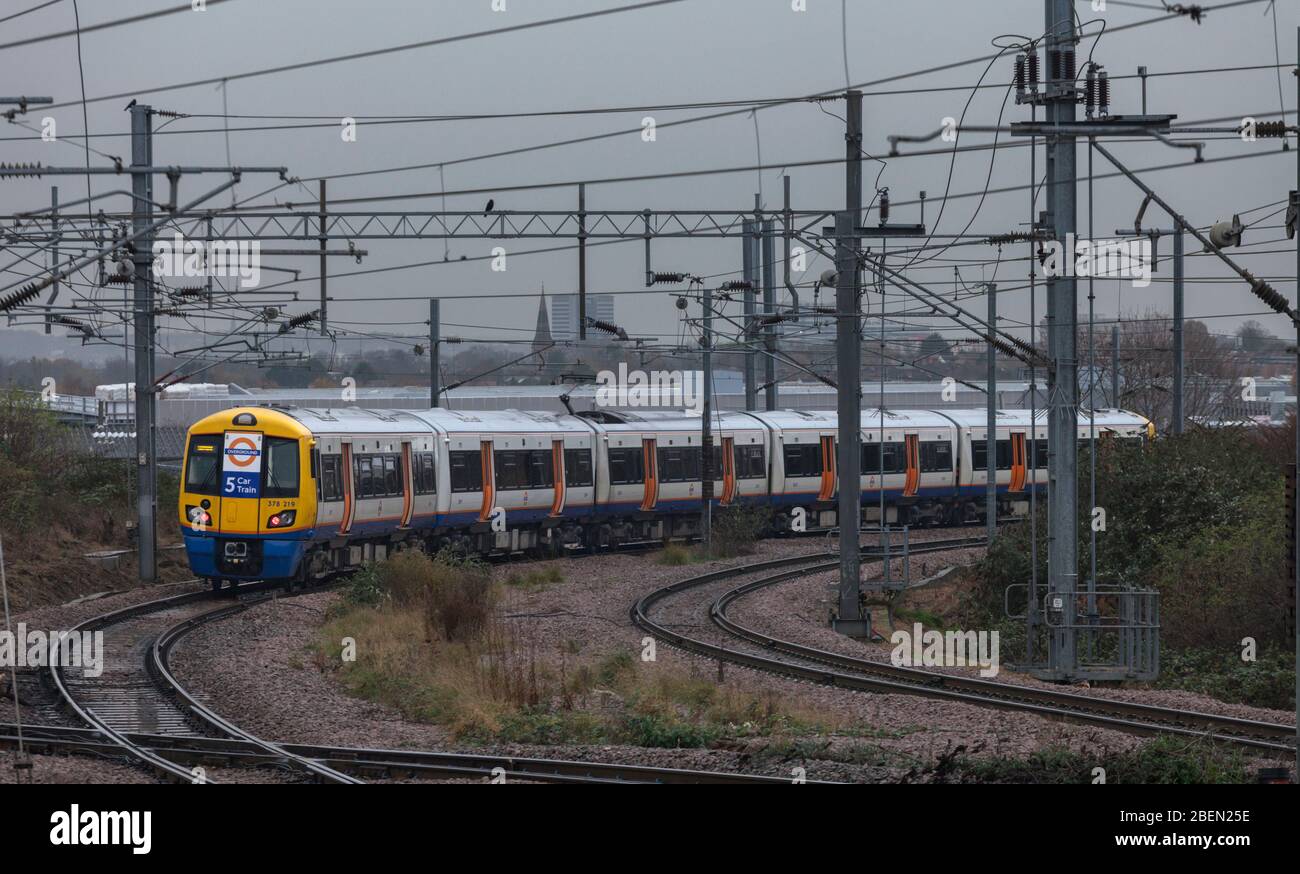 London Overground Bomabrdier class 378 capitalstar train 387203 passing ...