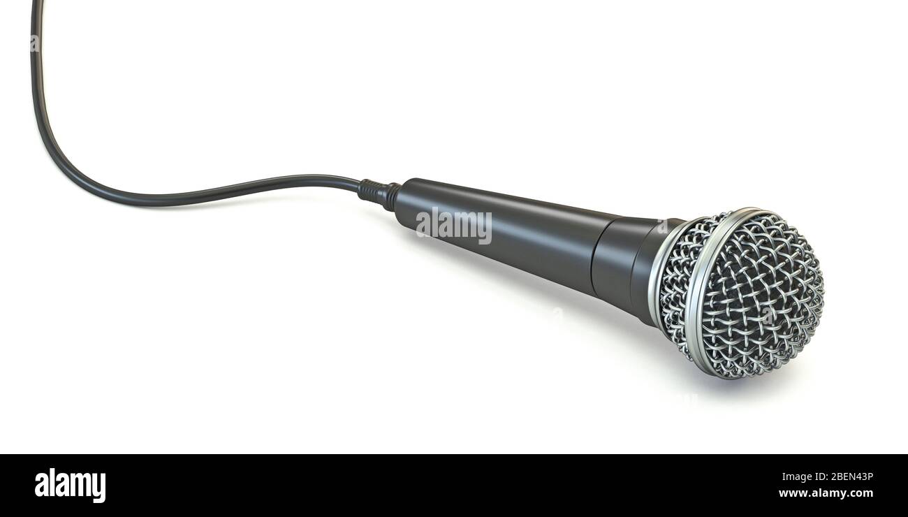 Microphone with cable 3D render illustration isolated on white ...
