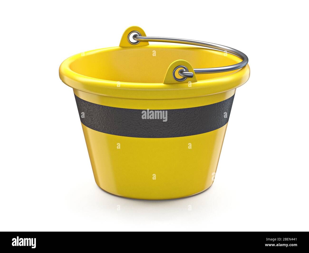 Yellow mortar bucket 3D render illustration isolated on white ...