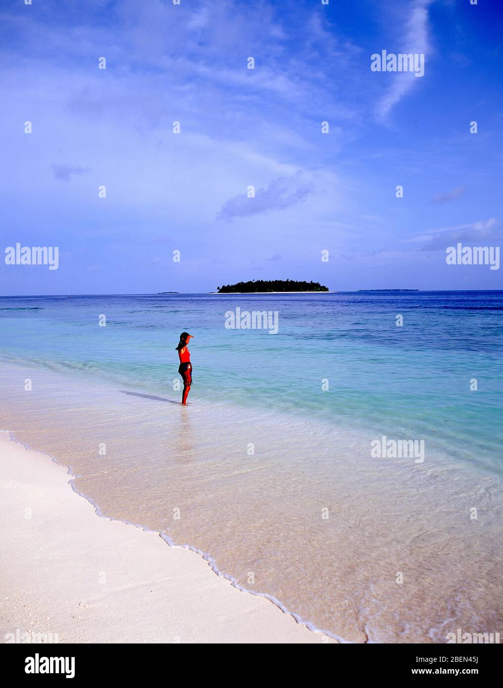 Kuda Bandos from Bandos Island, Kaafu Atoll, The Republic of Maldives ...