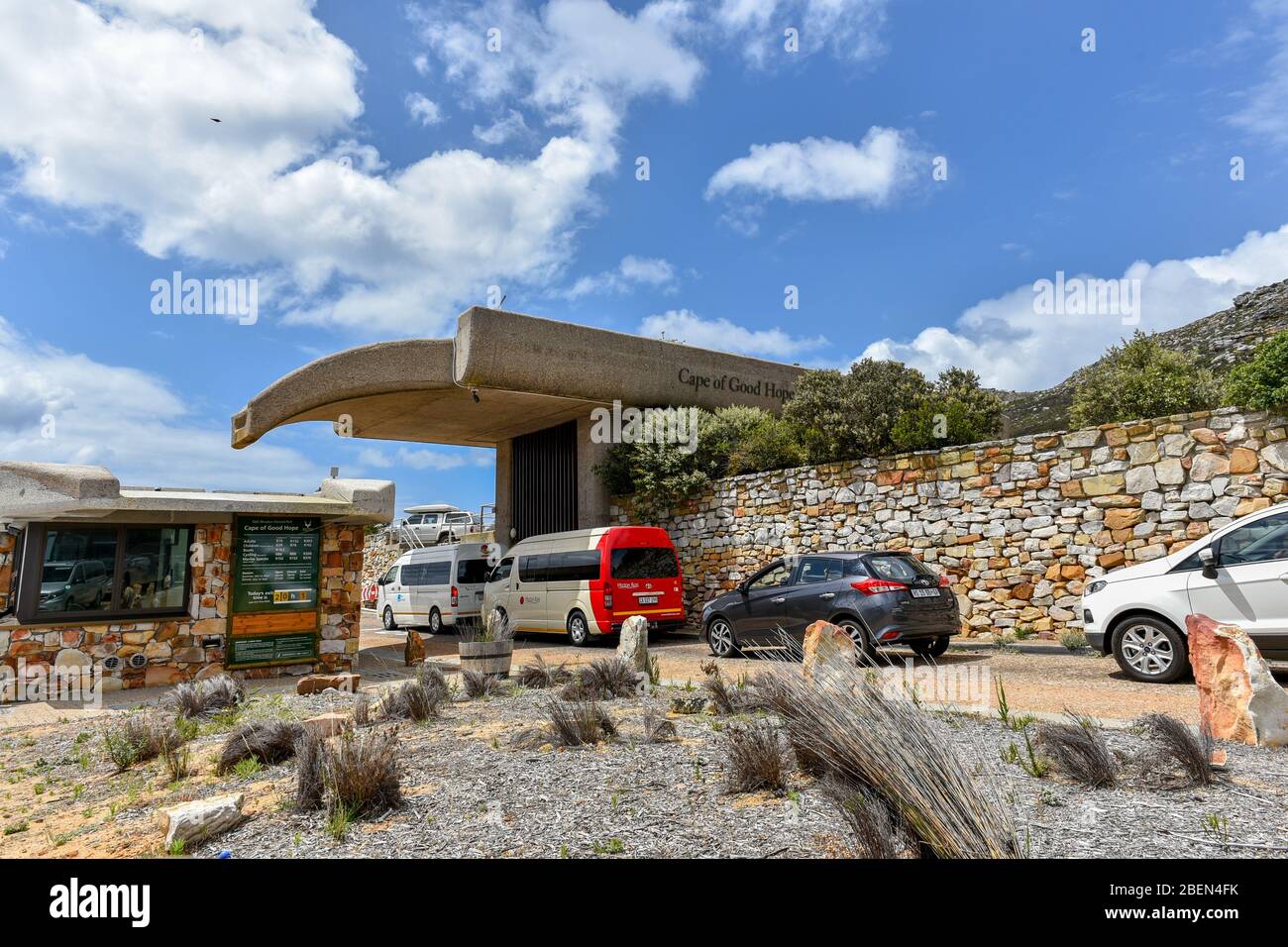 Cars waiting at the Entrance of the Cape Point, Cape Town, South Africa ...
