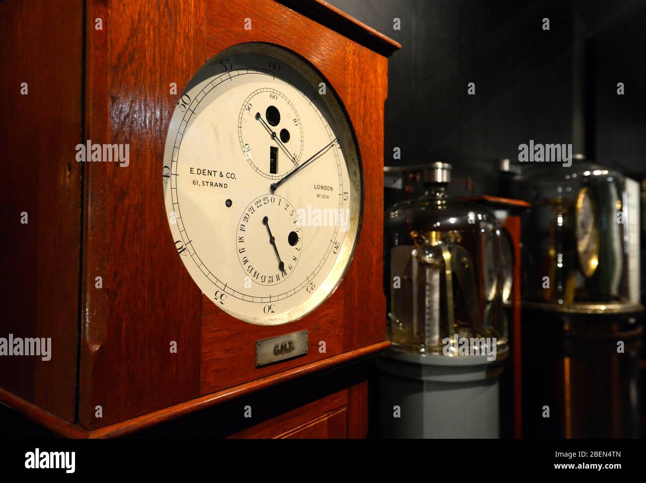 Clock on display at the Royal Observatory, Greenwich, London, UK Stock ...