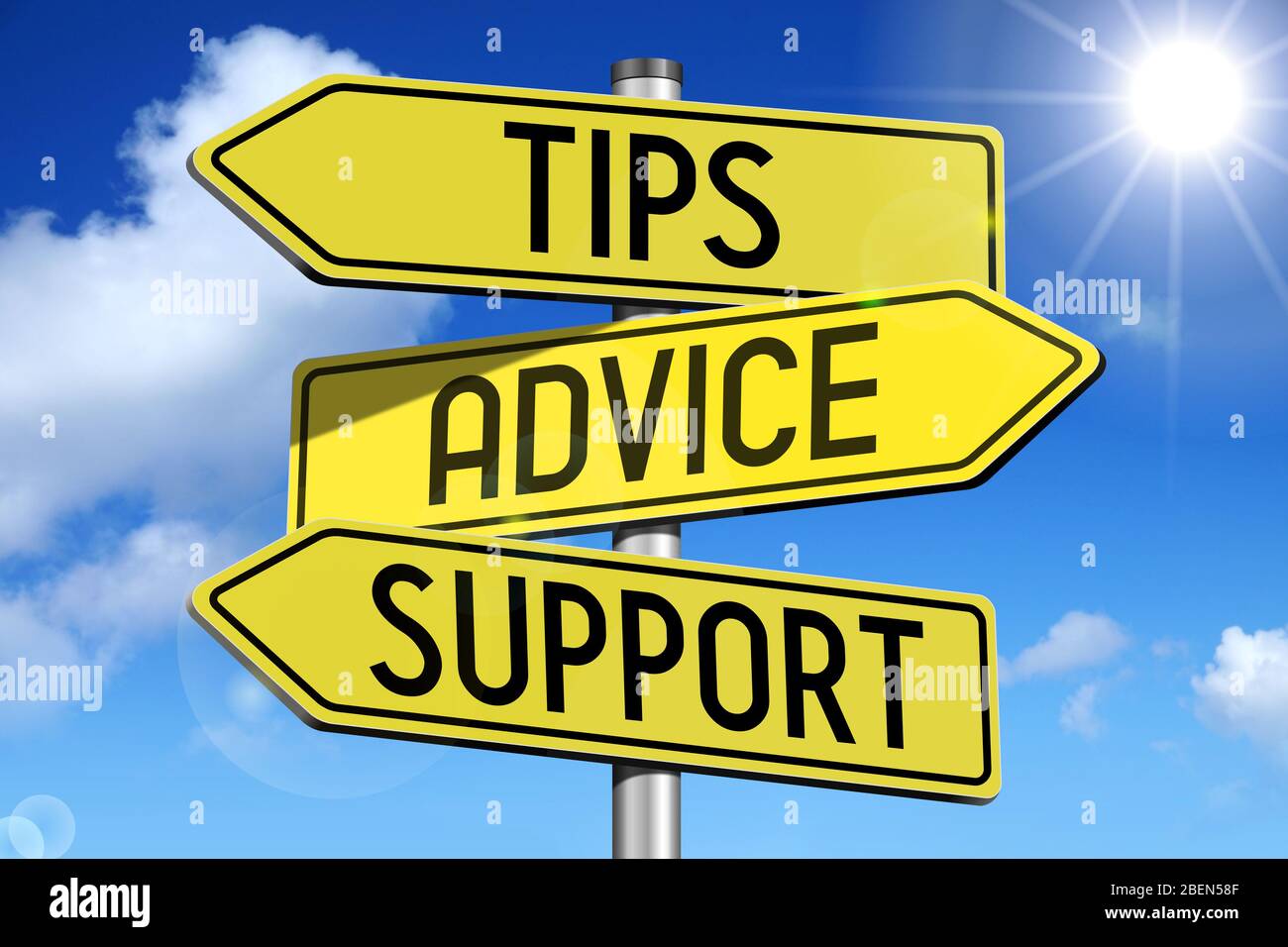 Advice help support tips signpost hi-res stock photography and images ...