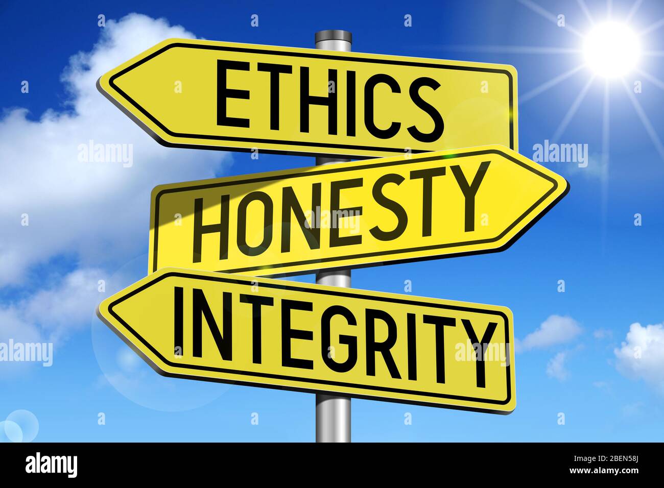 Ethics concept - yellow roadsign Stock Photo - Alamy