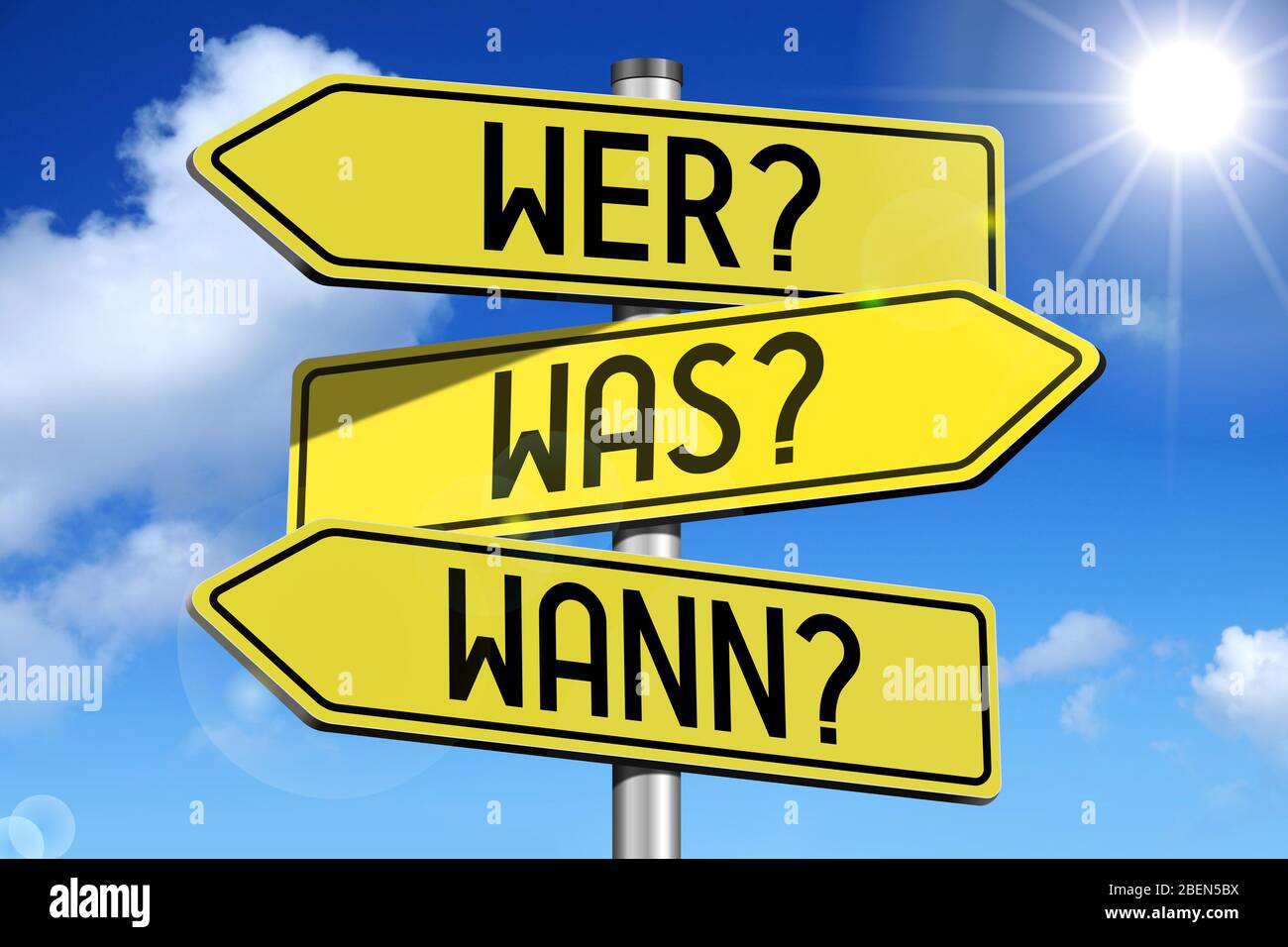 Questions in German - yellow roadsign Stock Photo - Alamy Questions in German - yellow roadsign Stock Photo - Alamy