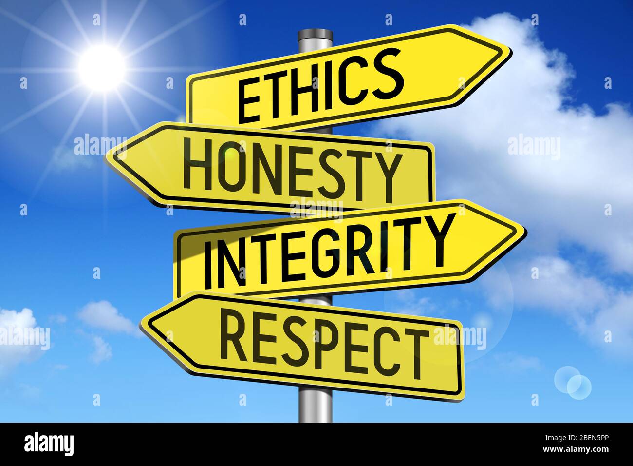 Business ethics - yellow road-sign Stock Photo - Alamy