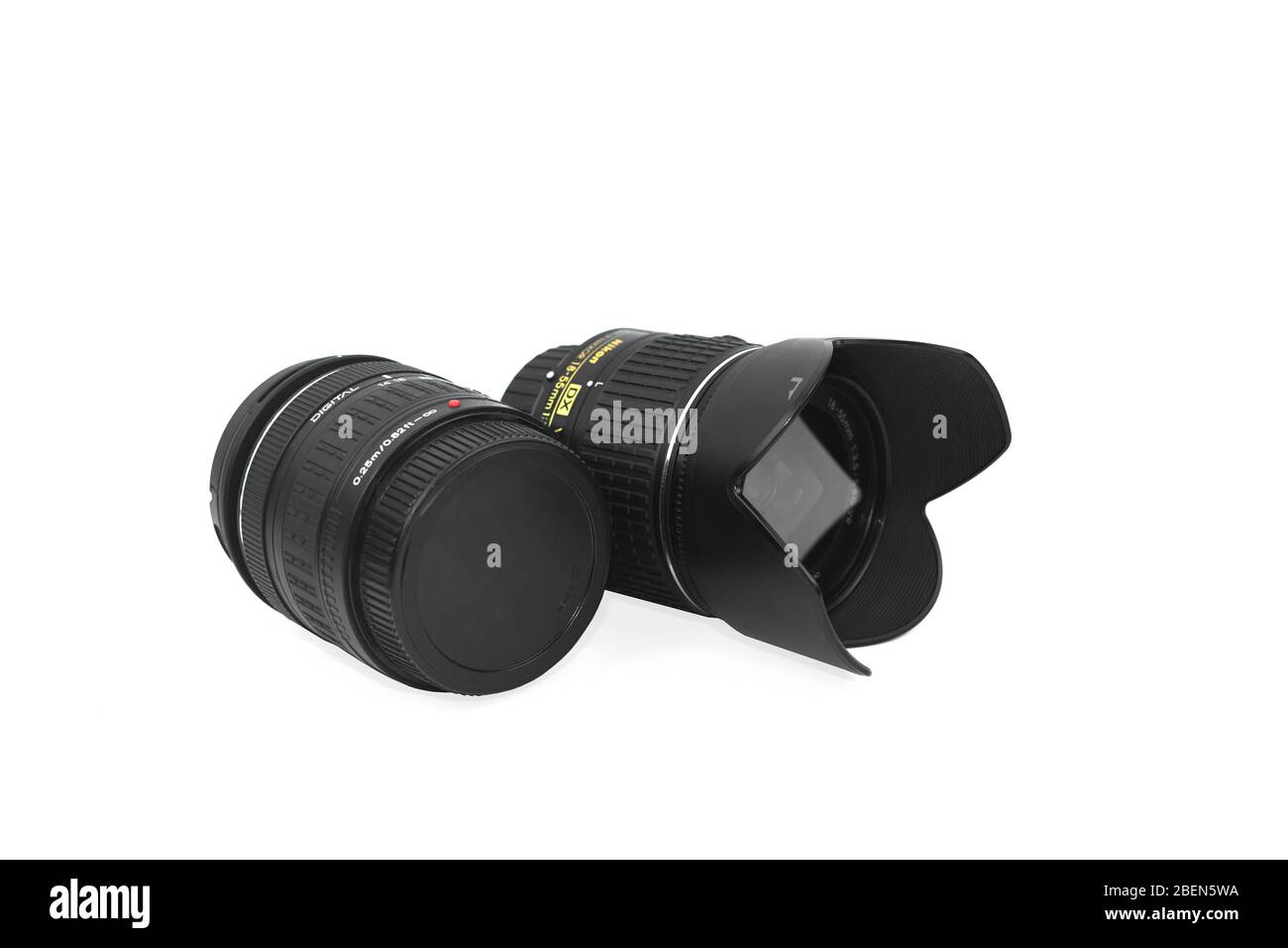 Bunch of black color camera lens of a digital camera placed over an ...