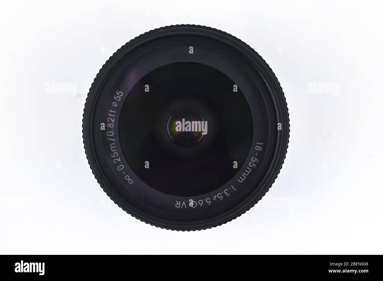 Image of a black color camera lens of a digital camera placed over an ...