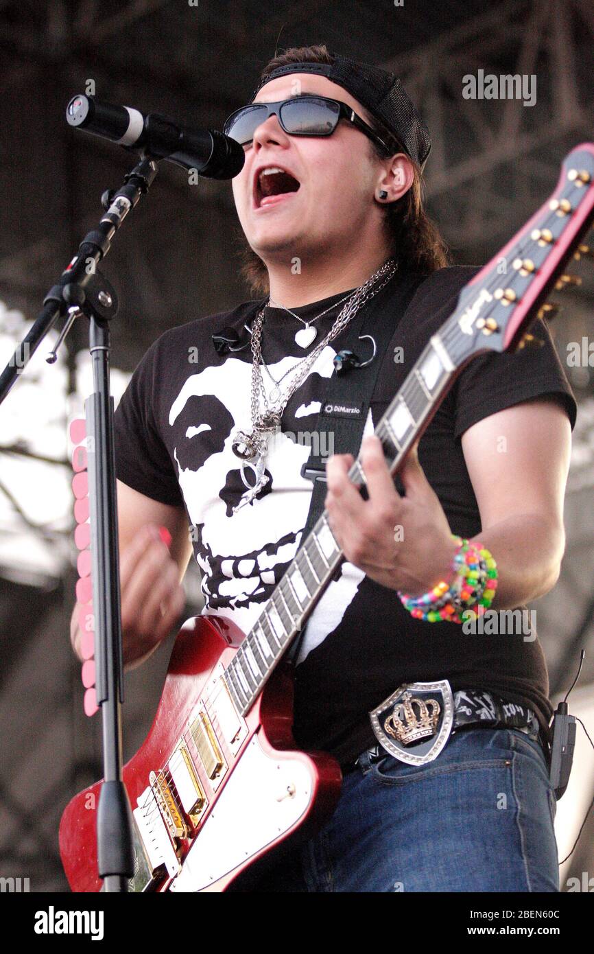 Singer-guitarist Mason Musso of Metro Station pictured performing at ...