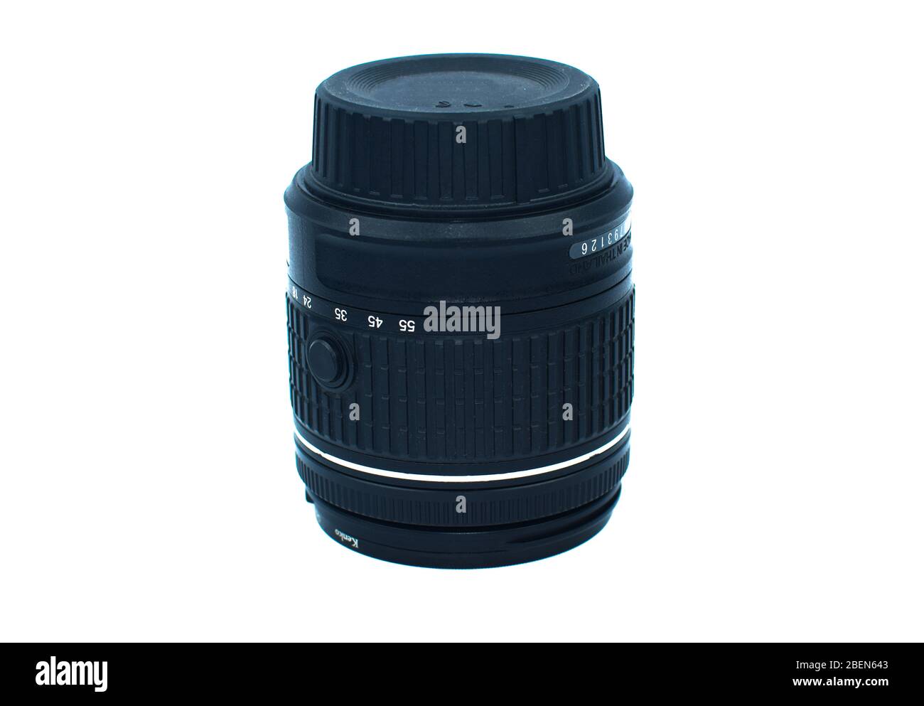 Portrait of a black color camera lens of a digital camera placed over ...