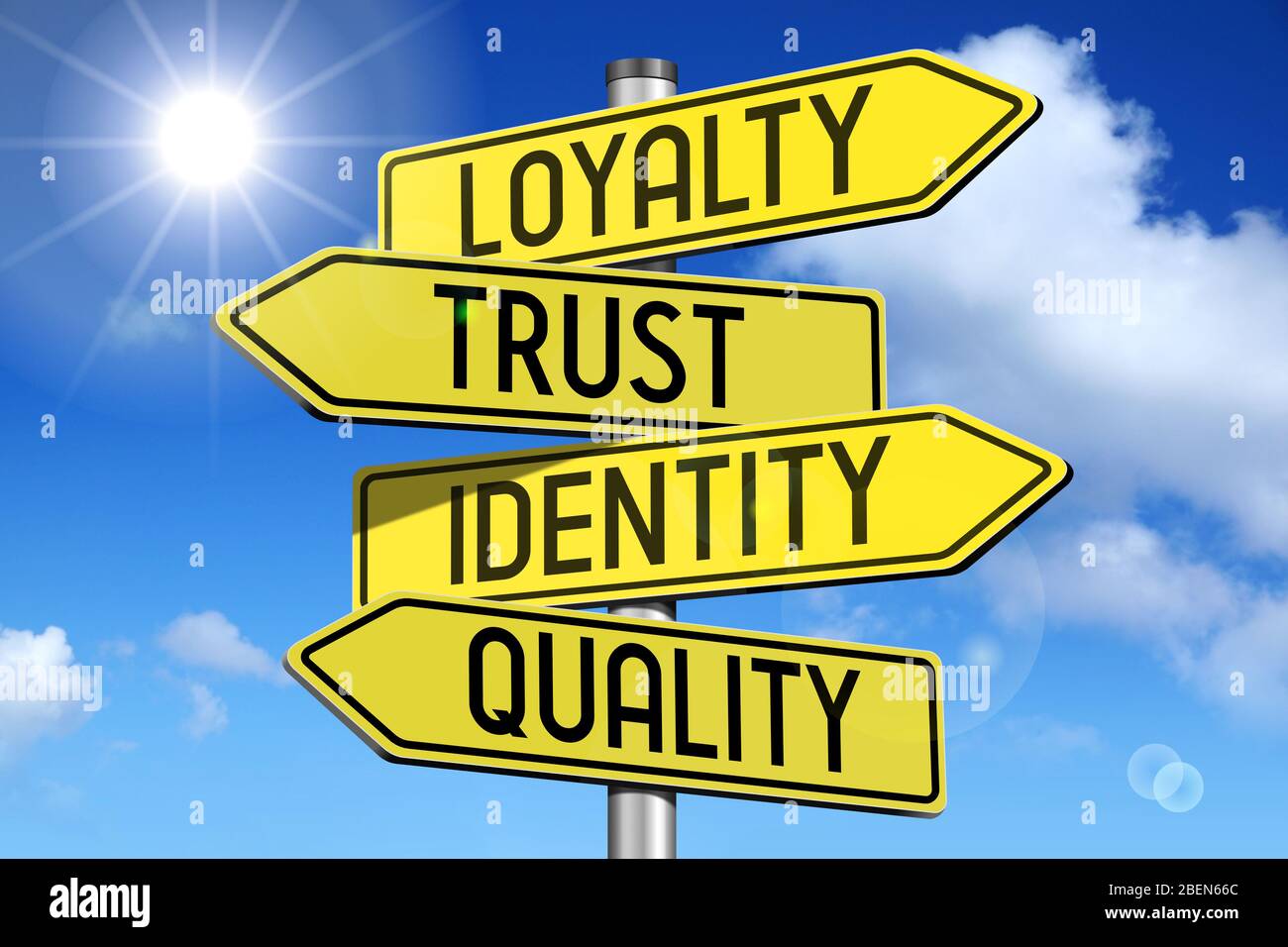 Trust concept - yellow road-sign Stock Photo - Alamy
