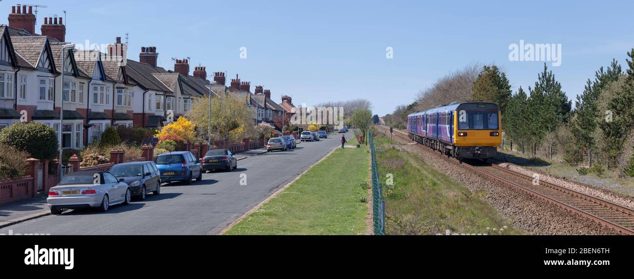 Northern rail class 142 pacer train 142068 + class 150 150210 passing Ansdell on the single ...