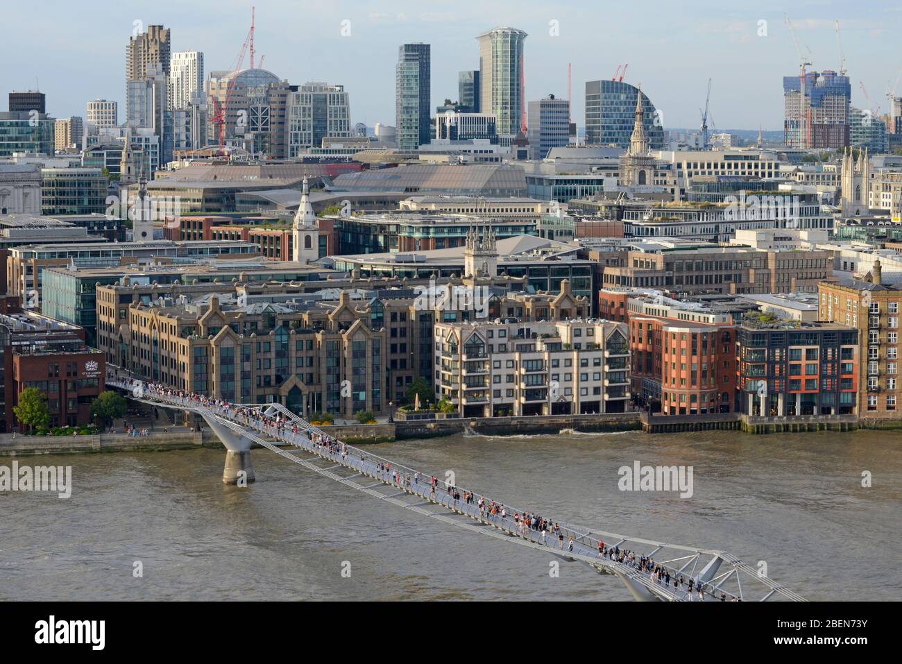 View to the City of London across the river Thames from Tate Modern ...