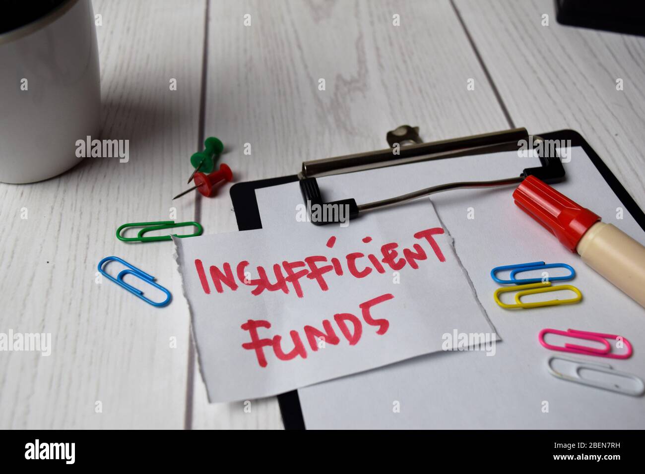 Insufficient Funds write on sticky notes isolated on Office Desk Stock ...
