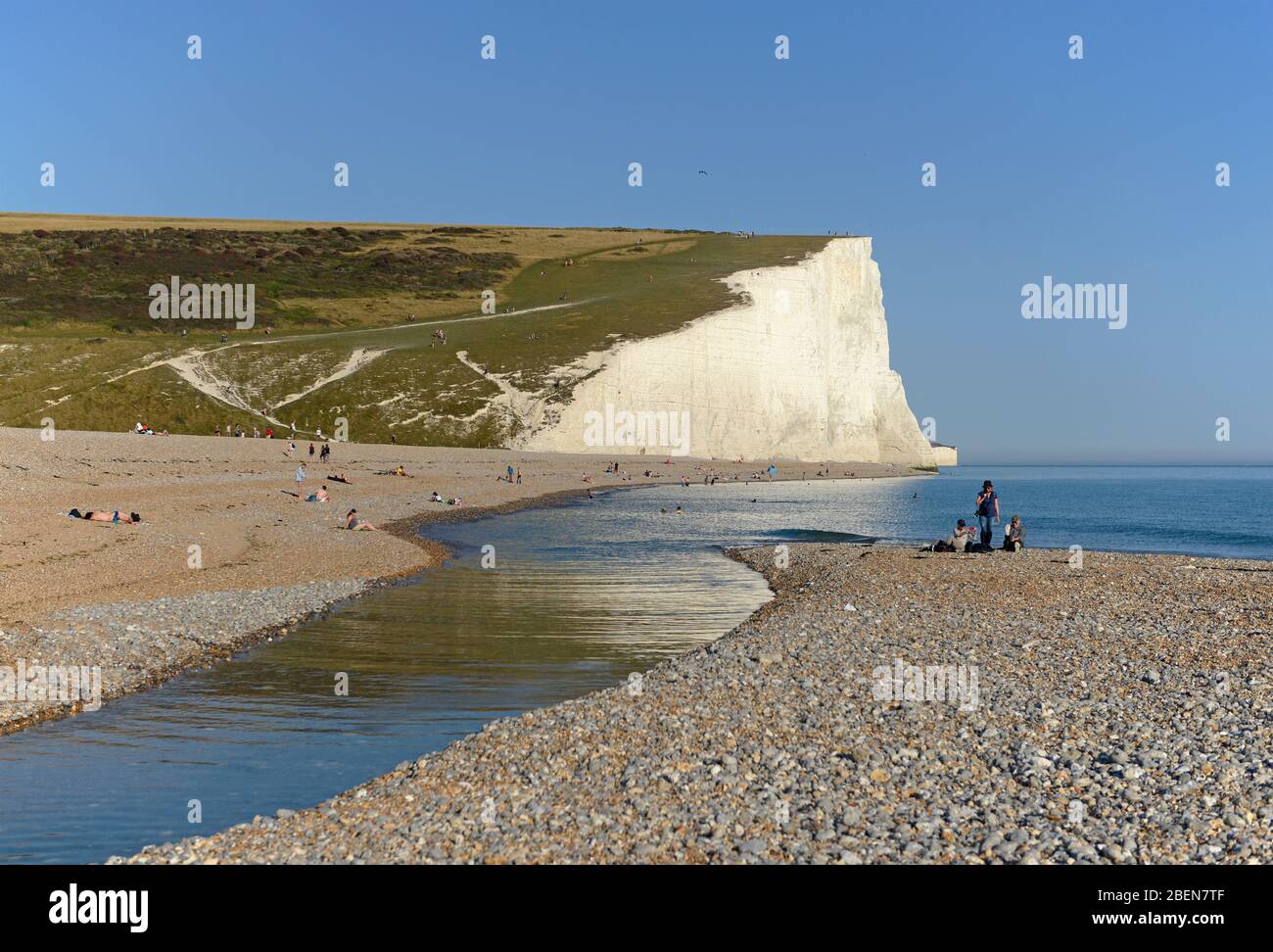 View at Cuckmere Haven, western end of the Seven Sisters cliffs in East ...