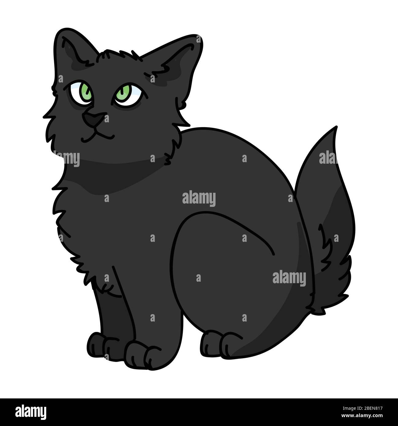 Cute Cartoon Bombay Kitten Vector Clipart Pedigree Kitty Breed For Cat Lovers Purebred Black