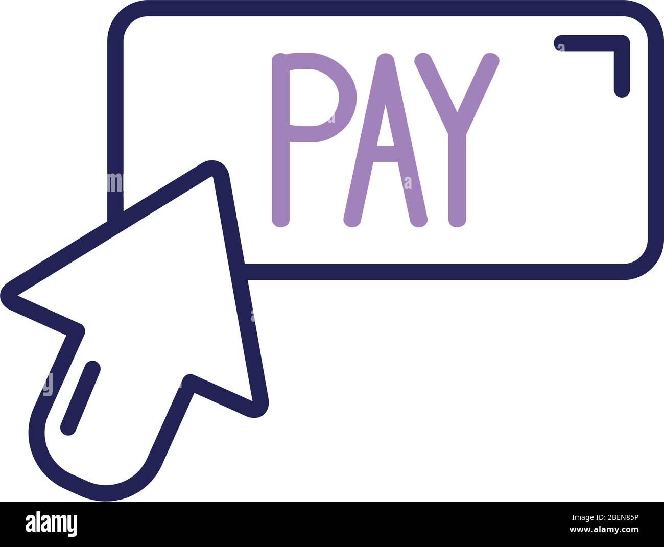 mobile banking concept, pay button and cursor icon over white ...