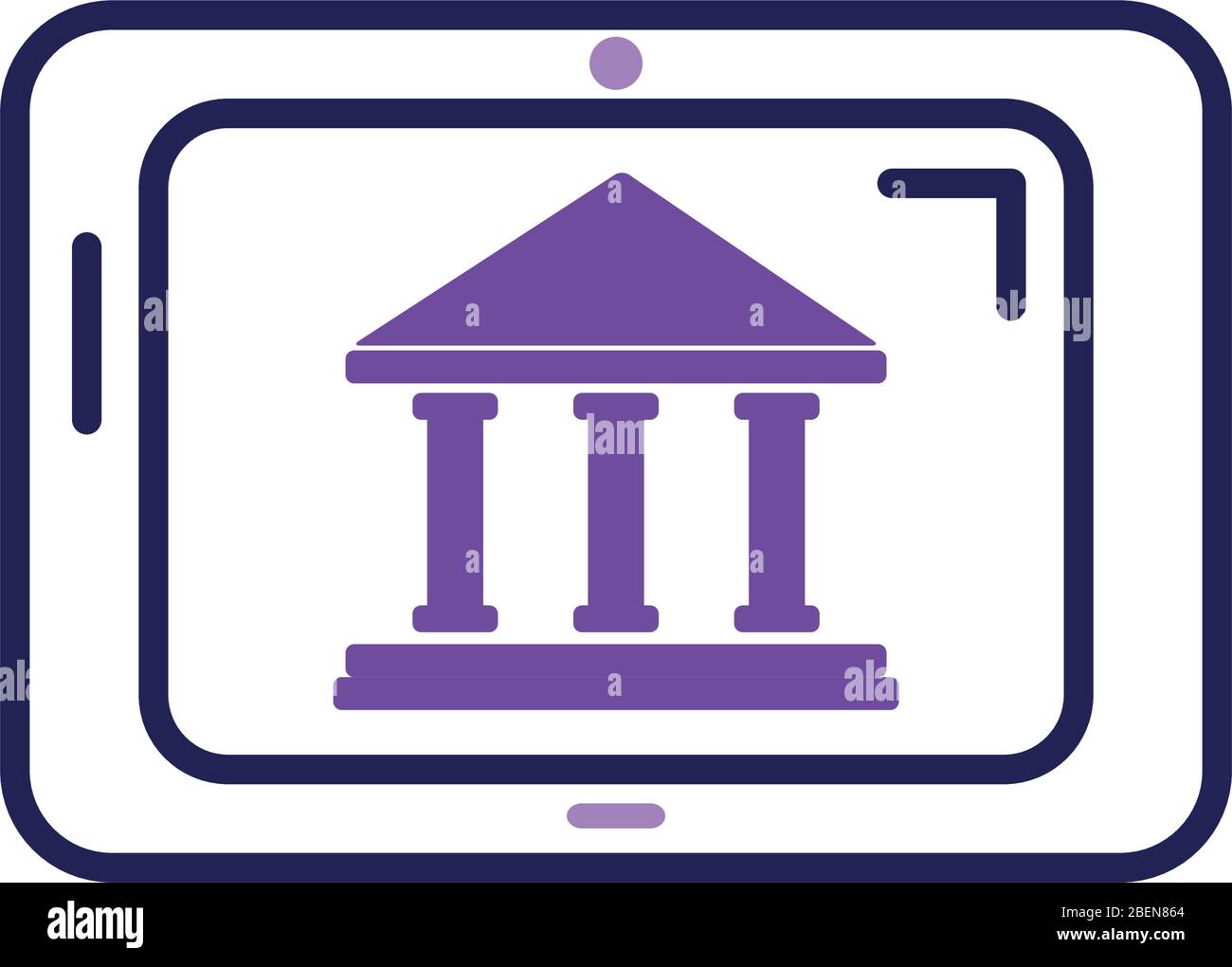 banking online concept, tablet with bank building icon on screen over ...