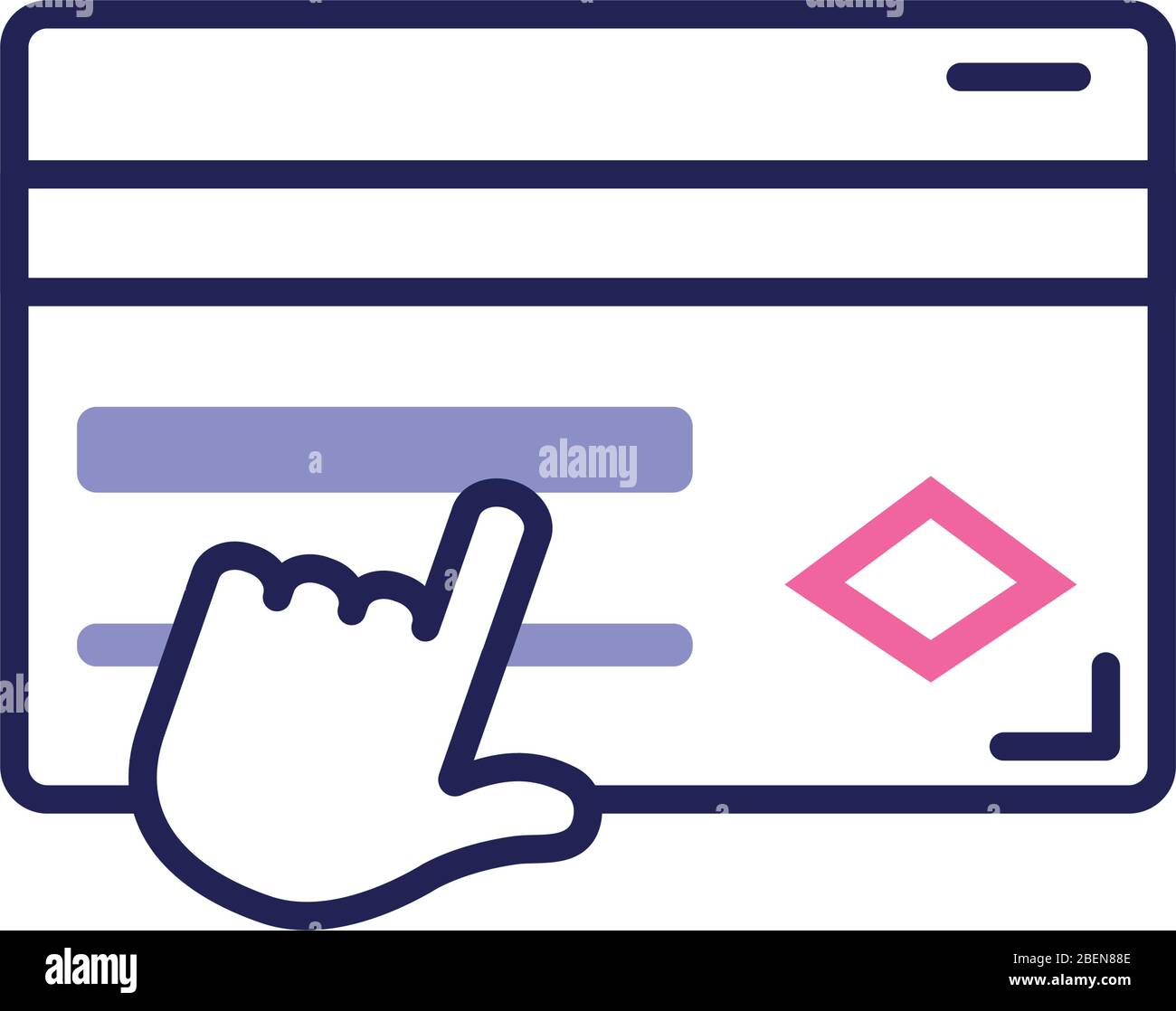 banking online concept, credit card with hand cursor icon over white ...