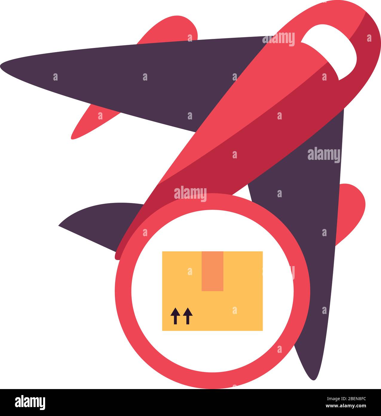 fast delivery concept, airplane with package box icon over white ...