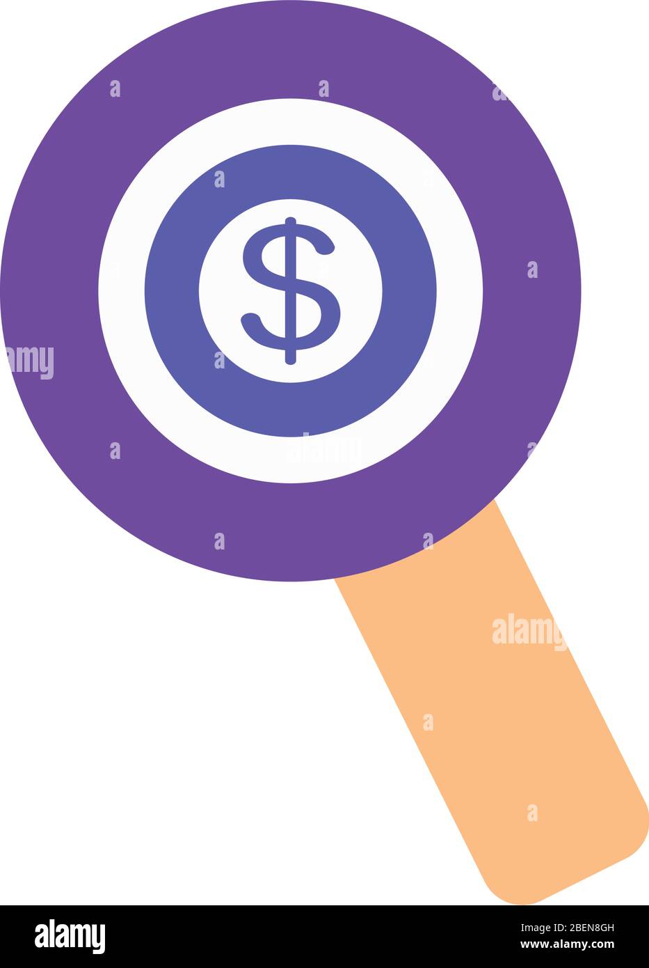 magnifying glass with money symbol icon over white background, flat ...